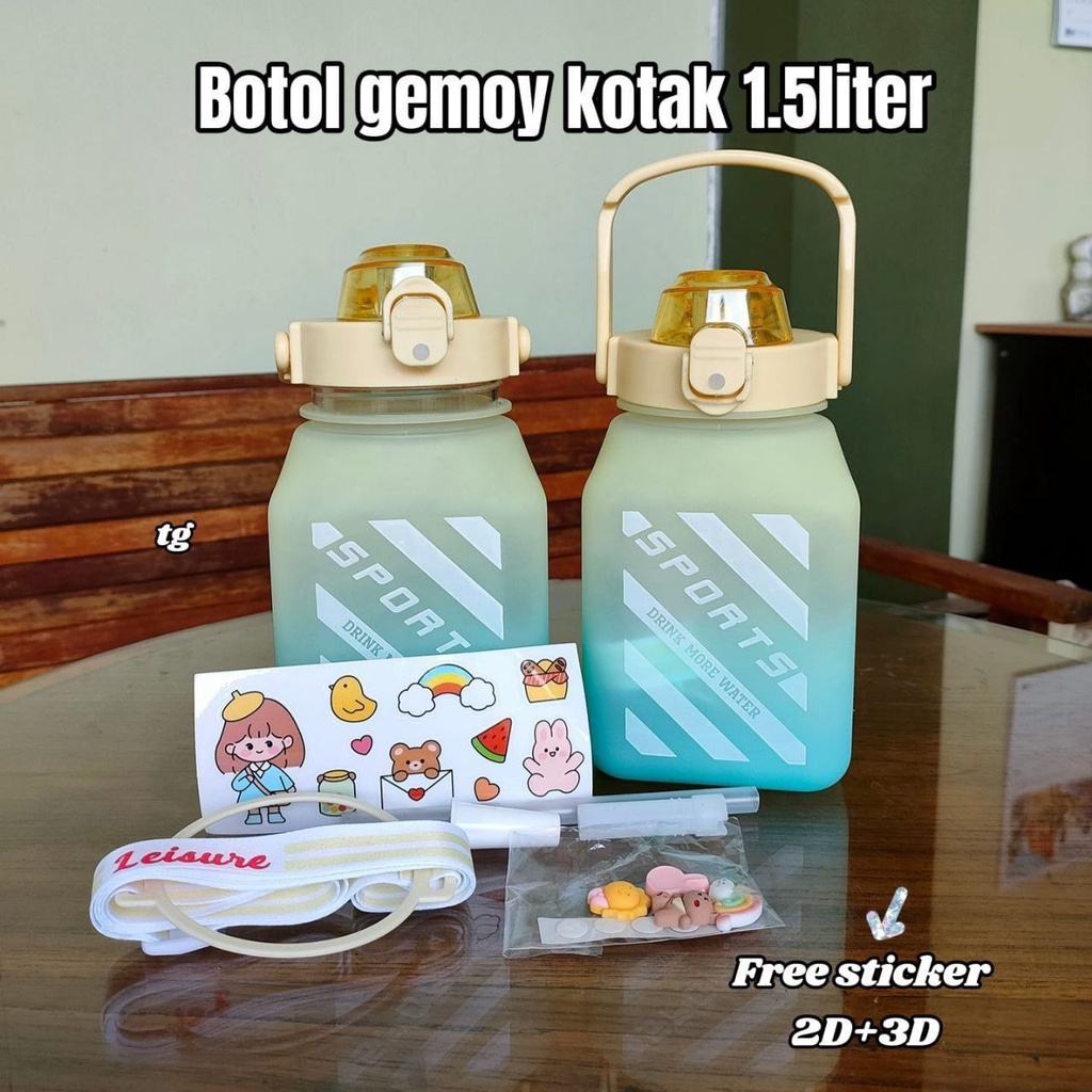 Jual botol gemoy kotak kapasitas 1.5 LITER | Shopee Indonesia