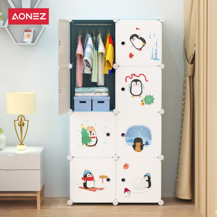 Jual AONEZ WARDROBE PLASTIK LEMARI PAKAIAN ANAK 8 MUKA 6 SLOT PAGAR ...
