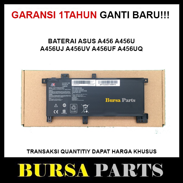 Jual Baterai Asus A456 A456U A456UJ A456UV A456UF A456UQ X456UJ ...