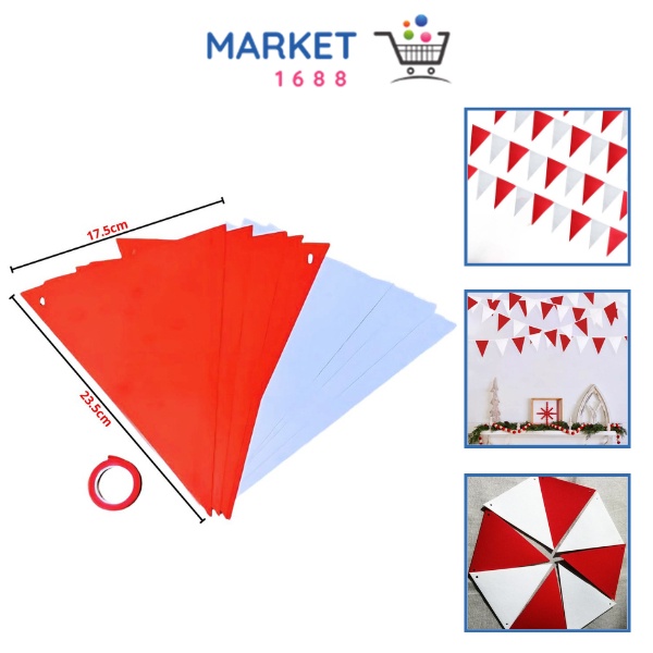 Jual Market1688 Banner Bendera Merah Putih Segitiga 9 Pcs Bendera HUT RI Ulang Tahun Kemerdekaan ...