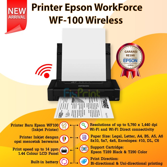 Jual Printer Epson Inkjet WorkForce WF-100 WF100 WF 100 wf100 Wireless New | Shopee Indonesia
