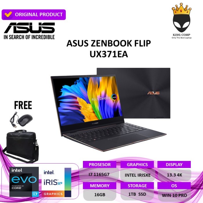 Jual Asus Zenbook Flip UX371EA OLED 4K Touch I7 1165G7 16GB 1TB ssd w10 ...