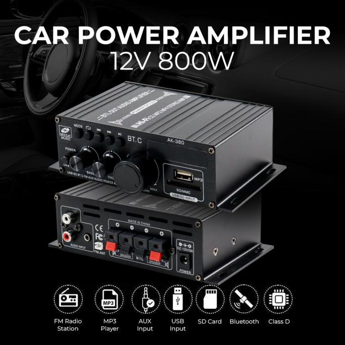 Jual Penguat Daya Audio Bluetooth Car Audio Power Amplifier 12V 800W ...