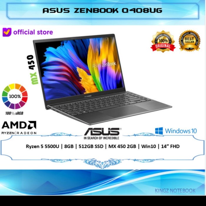 Jual ASUS ZENBOOK Q408UG 211.BL AMD RYZEN 5-5500u ram 8 SSD 512GB VGA ...