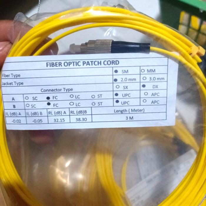 Jual patch cord fC-fC 5 meter singlemode duplex/PATCHCORD FC TO FC 5 METER | Shopee Indonesia