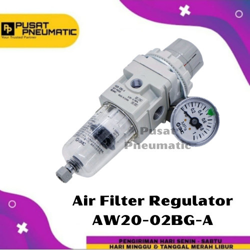 Jual Aw20-02Bg-A Pneumatic Air Filter Regulator Drat 1/4 Inch Smc | Shopee Indonesia