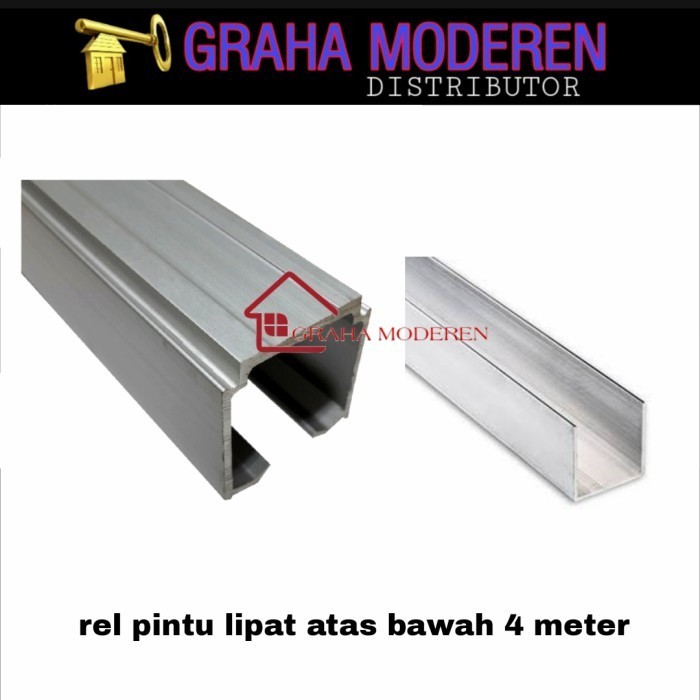 Jual [Baru] Rel Pintu Lipat Aluminium 4 Meter 1Set Atas Bawah Rel Pintu ...