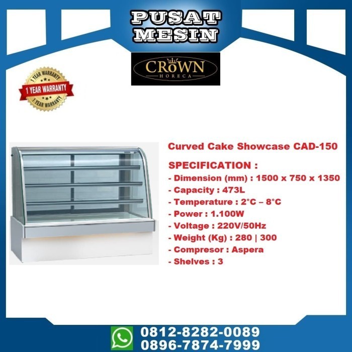 Jual [New Ori] Cold Bakery Showcase 3 Rak Curved With Marble Cad-150 ...