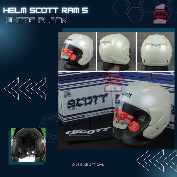 Jual [Ori] Helm Hal Face / Helm Scott Ram 5 Putih Tulang Helm Ala Ala ...