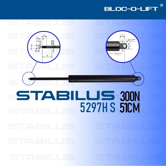 Jual [Original] Stabilus 5297Hs 300Newton Gas Spring Hidrolik Bloc O ...