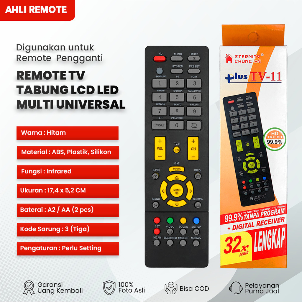 Jual Remot TV Tabung LCD LED Multi Universal ChungHe / Remote TV LCD LED Multi | Shopee Indonesia