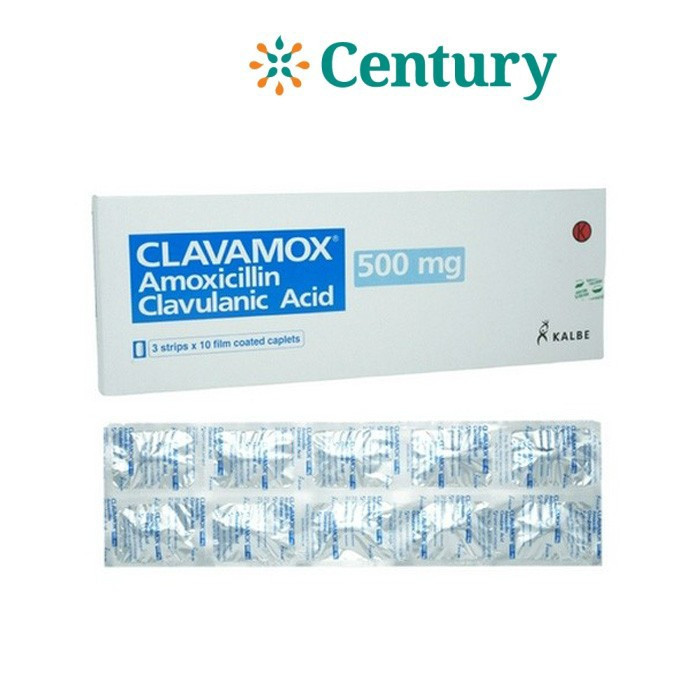 Jual CLAVAMOX 500 MG STRIP 10 TABLET/ AMOXICILLIN, ASAM KLAVULANAT / ANTIBIOTIK / ISPA / INFEKSI ...