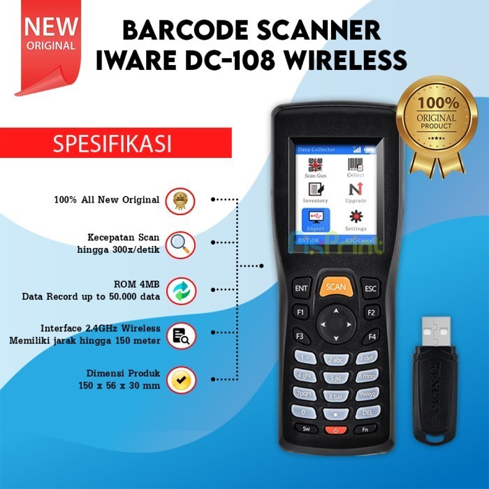 Jual Iware Barcode Scanner Dc108 Pdt 1D Wireless Dc-108 Inventory Data ...