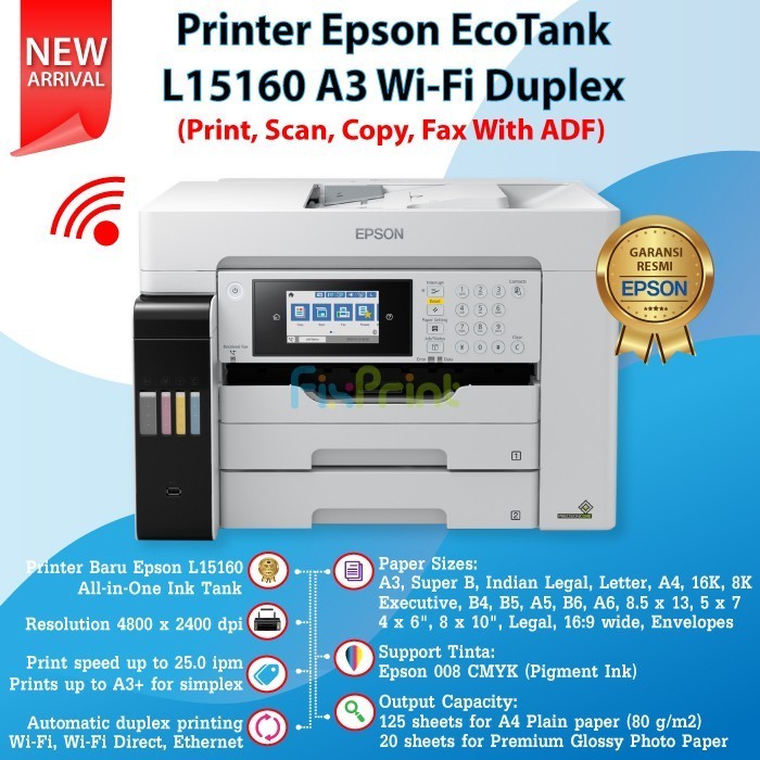 Jual Printer Epson Ecotank L15160 A3 Fax Wifi Duplex All In One Best ...