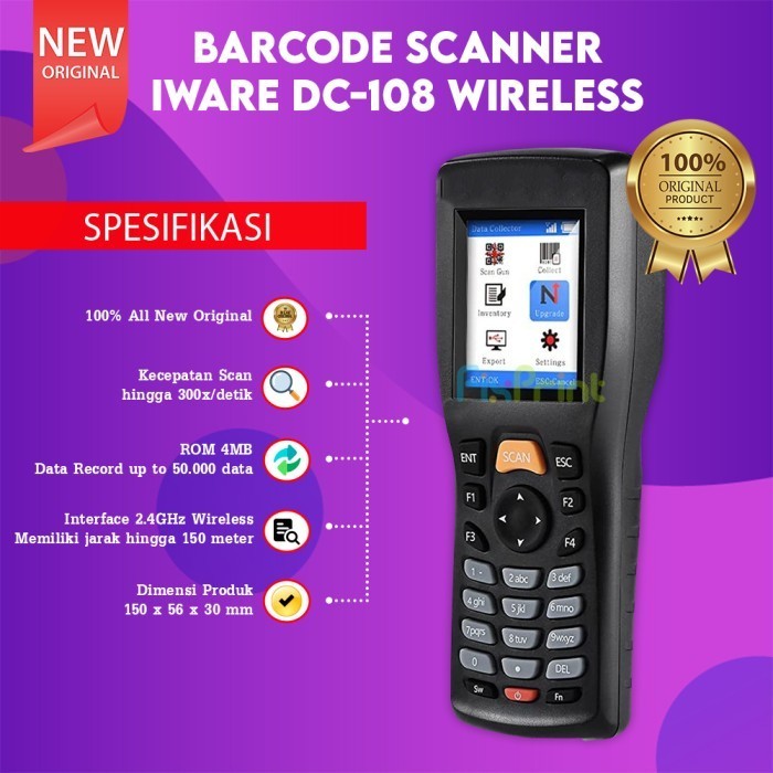 Jual Iware Barcode Scanner Dc108 Pdt 1D Wireless Dc-108 Inventory Data ...