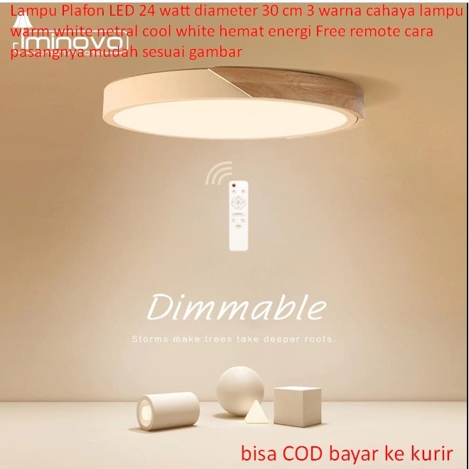 Jual Lampu Plafon Led 24 Watt Diameter 30 Cm 3 Warna Cahaya Lampu Warm ...