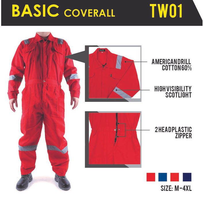 Jual TeamWork TW01 Coverall Baju Kerja Wearpack Terusan Katun | Shopee ...