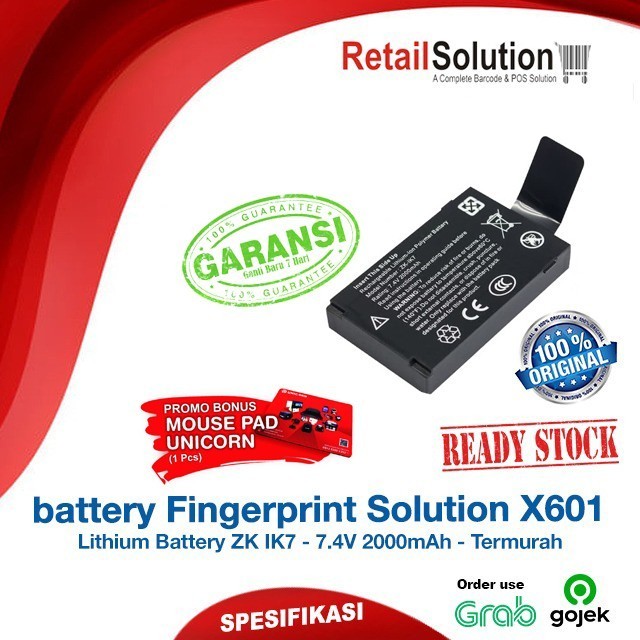 Jual Battery Baterai Mesin Absensi Fingerprint Solution X601 X-601 ...