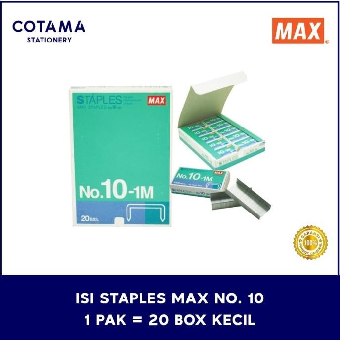 Jual Isi Staples Max No. 10-1M Original - 1 Pack Isi 20 Box | Shopee ...