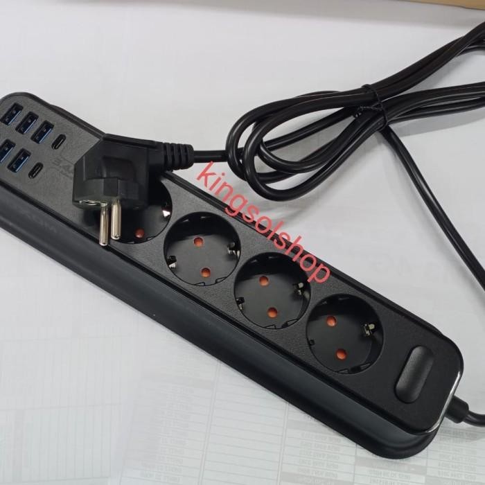 Jual POWER SOCKET STRIP 12 COLOKAN (2 TYPE C, 6USB, 3 EU) 2M MOXOM ...