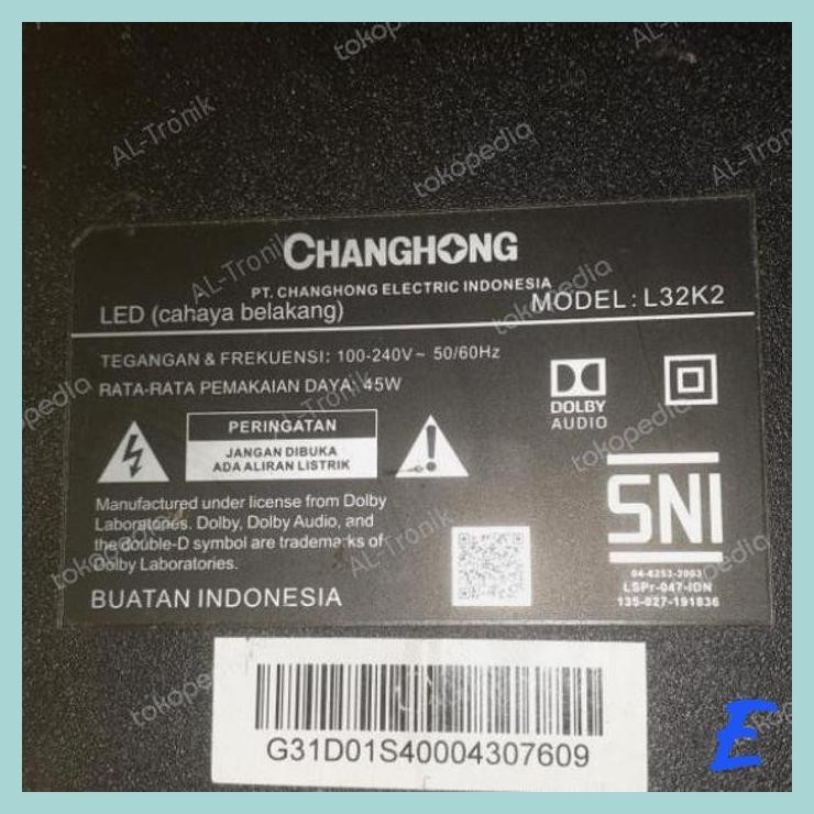 Jual | ATR | TCON TIKON PANEL TV LED CHANGHONG 32" MODEL L32K2 LOGIC ...