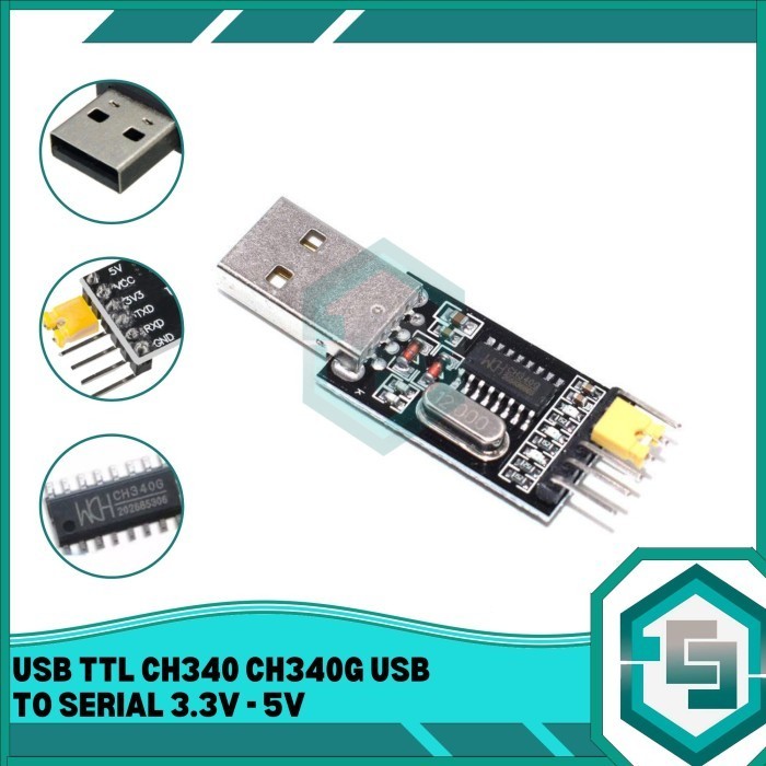 Jual USB TTL CH340 CH340G USB TO SERIAL 3.3V - 5V | Shopee Indonesia