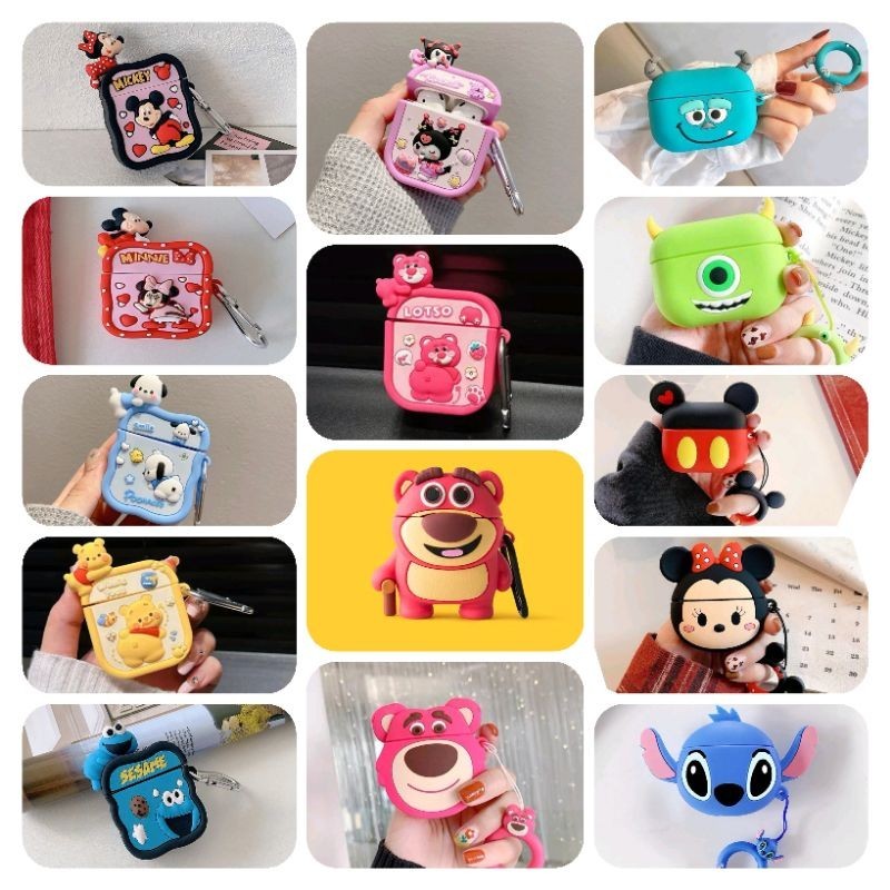 Jual Mickey Minnie Pochacco Pooh Lotso Kuromi Stitch Cookie Monster Mike Sulley Case Airpods 1 2 ...