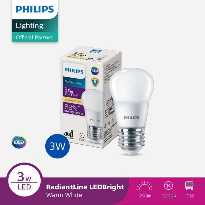 Jual Philips Radiantline LEDBulb 3W 3000K E27 - Kuning | Shopee Indonesia