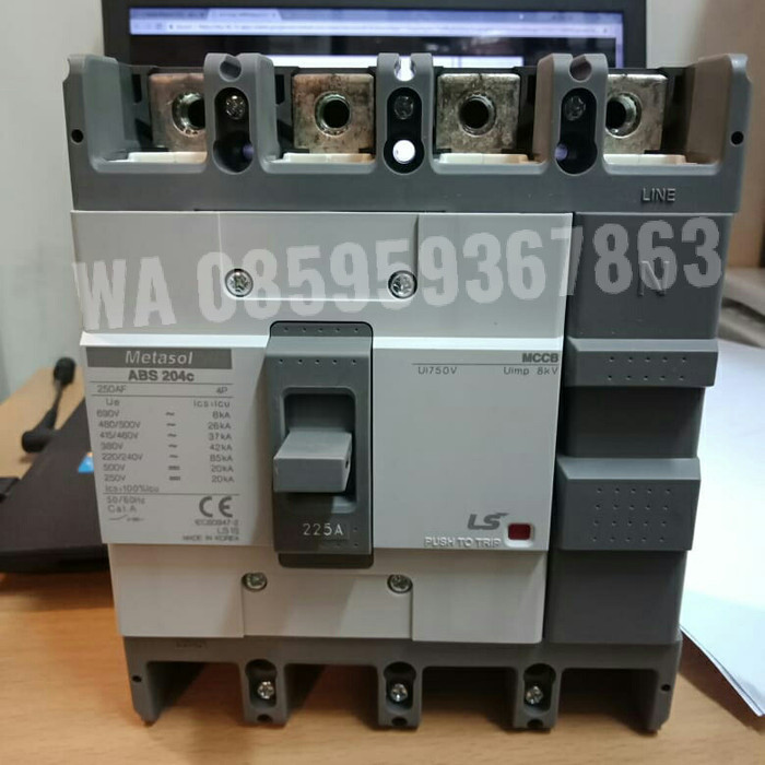 Jual MCCB 4 POLE KABEL LS ABS-204C 380V AMPER 100A 125A 150A 175A 200A 225A | Shopee Indonesia
