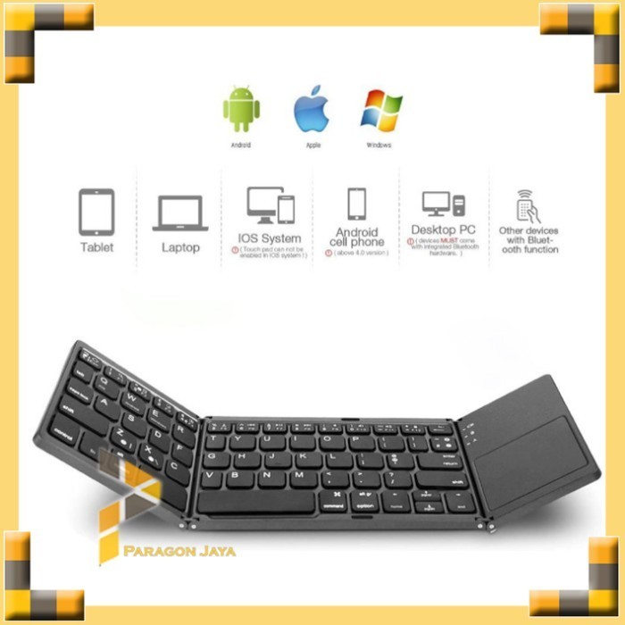 Jual Foldable Wireless Keyboard & Touchpad Bluetooth Lipat Mac Ipad Hp ...