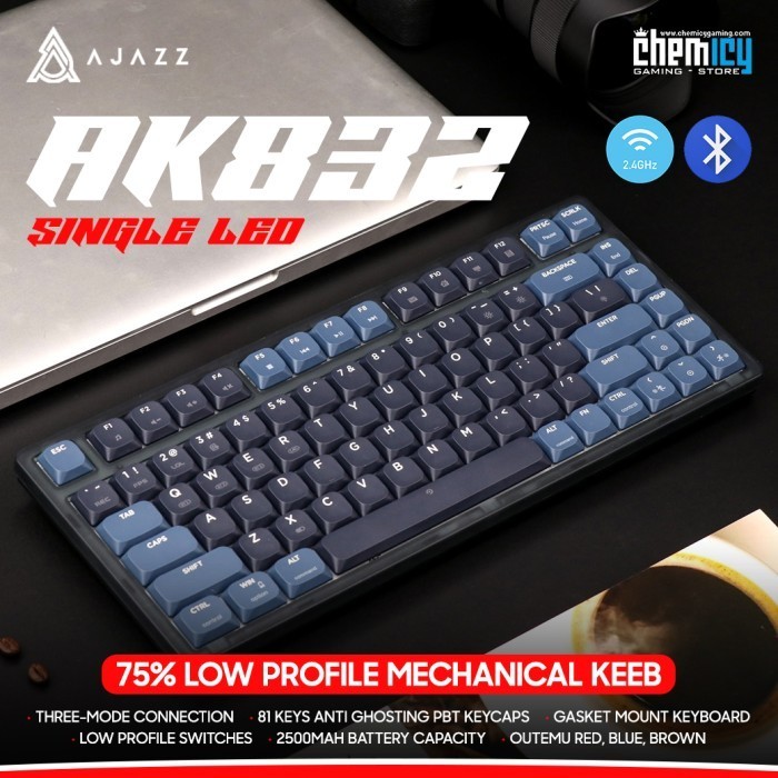 Jual New!! Ajazz AK832 Low Profile Wireless Mehcanical Gaming Keyboard ...
