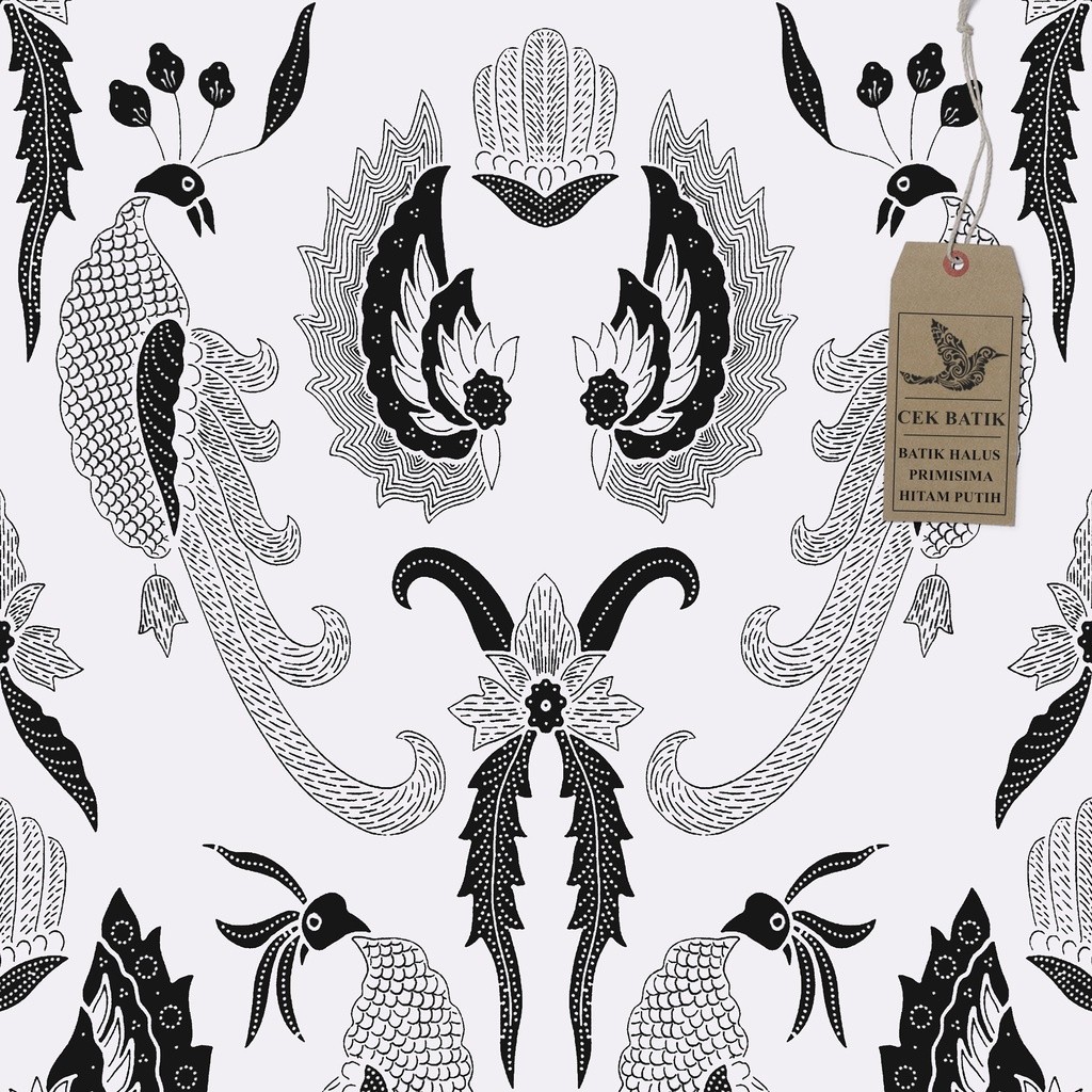 Jual kain batik - Motif Batik Sogan Burung Hitam Putih V8 Classic ...