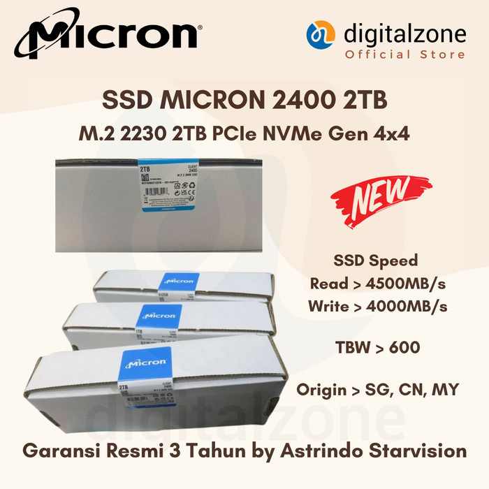 Jual Micron Ssd M.2 2230 2Tb Nvme Gen4 X4 - Steam Deck - Rog Ally - M2 ...