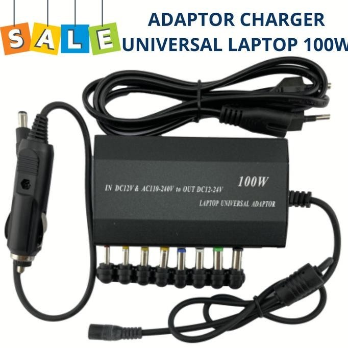 Jual Adaptor Universal Laptop Adaptor 100W Combo Charger Di Mobil 12V ...