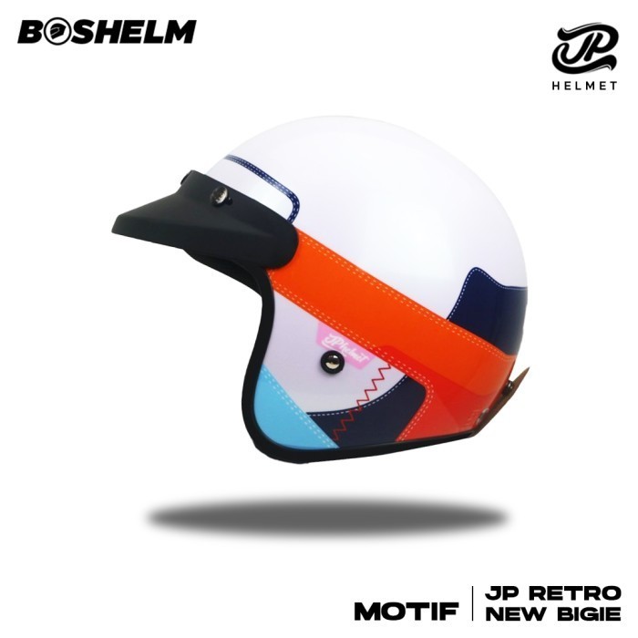 Jual Helm Retro JP BIGIE AIRBORN PEARL WHITE Helm Half Face SNI ...