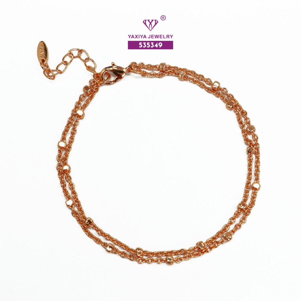 Jual Yaxiya Gelang Rantai Wanita Jedar 2 Layer Perhiasan Lapis Emas 18K ...