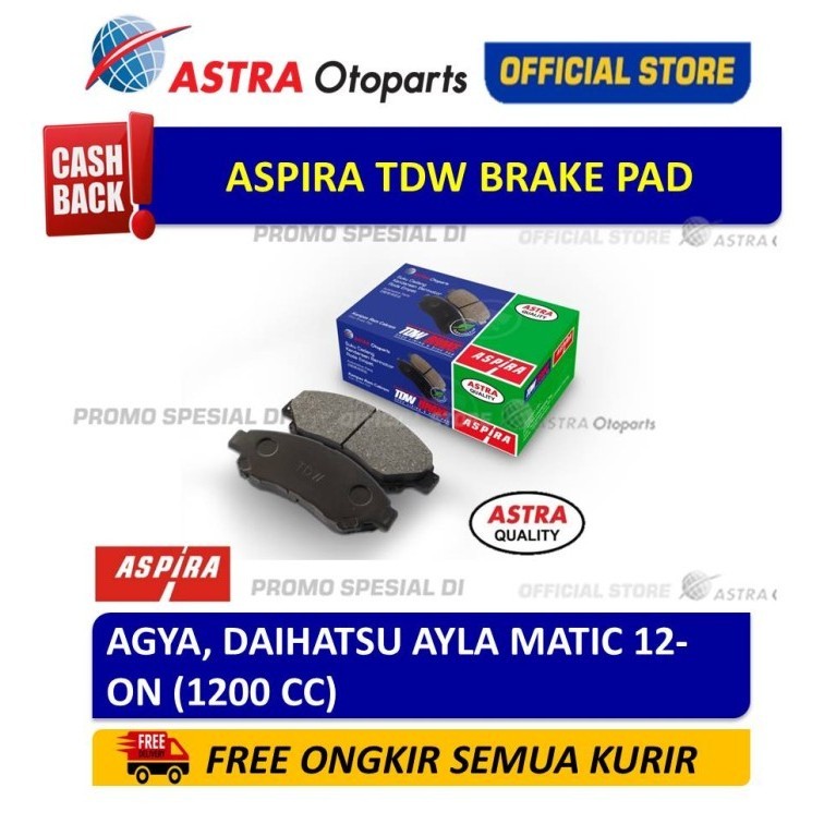 Jual Brake Pad Aspira TDW untuk Mobil: AGYA, AYLA MATIC 12-ON (1200 CC ...