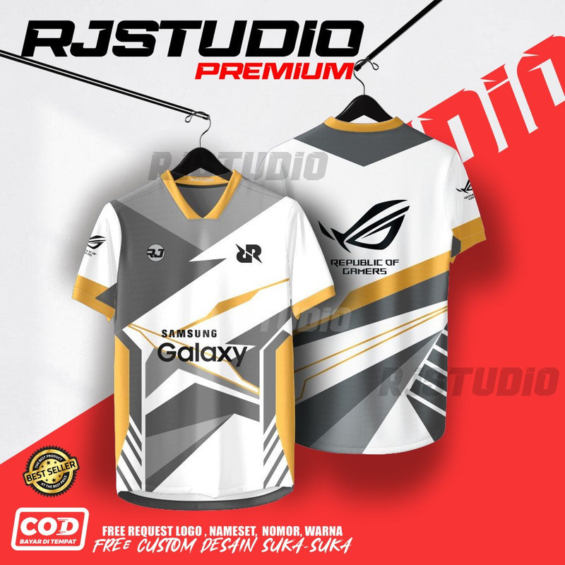 Jual MILANO PREMIUM ! JERSEY Kaos Gamer ASUS ROG RRQ KUNING ABU BAJU ...