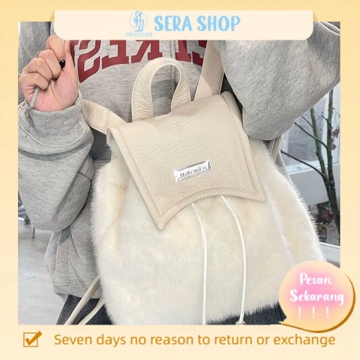 Jual tas punggung kulit bulu tas ransel surabaya Lu Xiaochuan Asli Niche Y2K High-End Hot Gadis ...