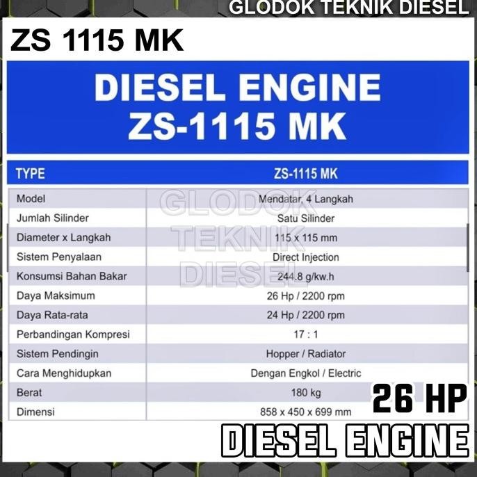 Jual Nishikawa Mesin Penggerak Solar Engine Diesel 26 Hp Zs 1115 Mk Starter | Shopee Indonesia