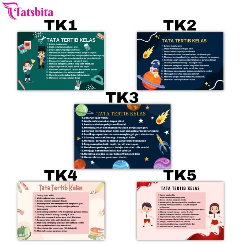 Jual TATSBITA Pajangan Hiasan Dinding Dekorasi Wall Decor Tata Tertib Kelas Sekolah SD/SMP ...