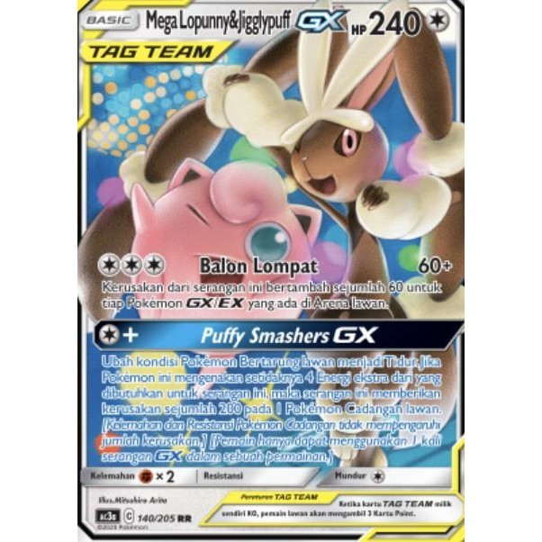 Jual Mega Lopunny Jigglypuff GX RR 140/205 ac3a Tag Team A Pokemon TCG ...