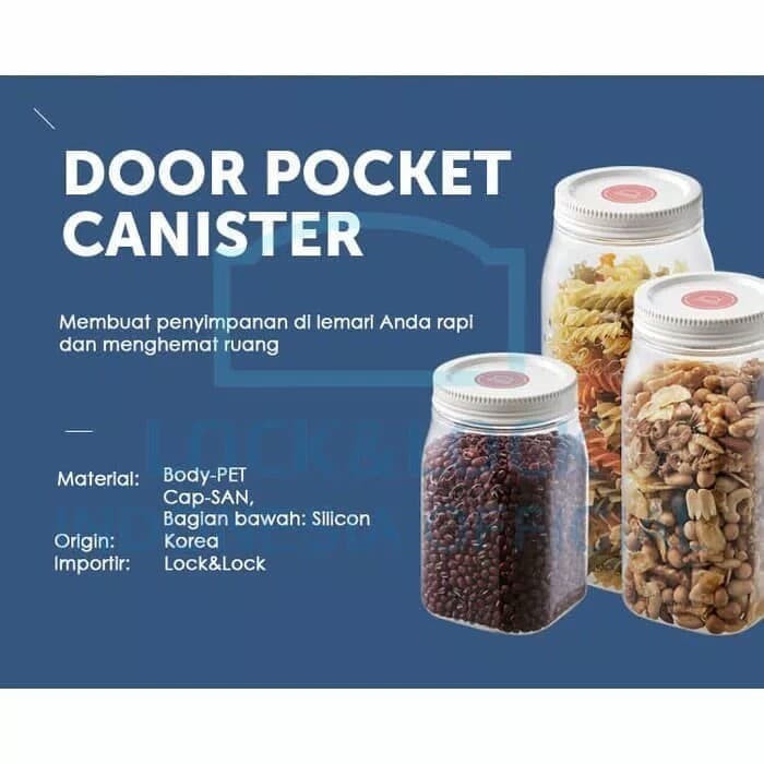 Jual Lock N Lock Square Door Pocket Canister 3 Set 1.0 L Toples 1 Liter ...