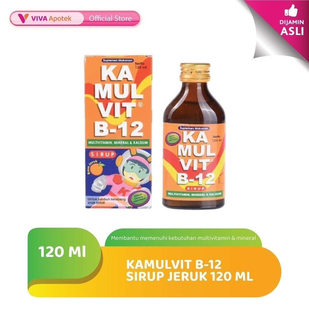 Jual Kamulvit B-12 Sirup untuk Pertumbuhan Tulang, Rambut, & Gigi (120 ...