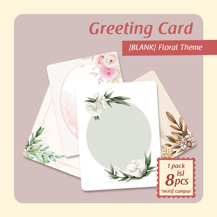 Jual *****] [ISI 8 KARTU] Kartu ucapan / Greeting card Floral/ Bunga ...