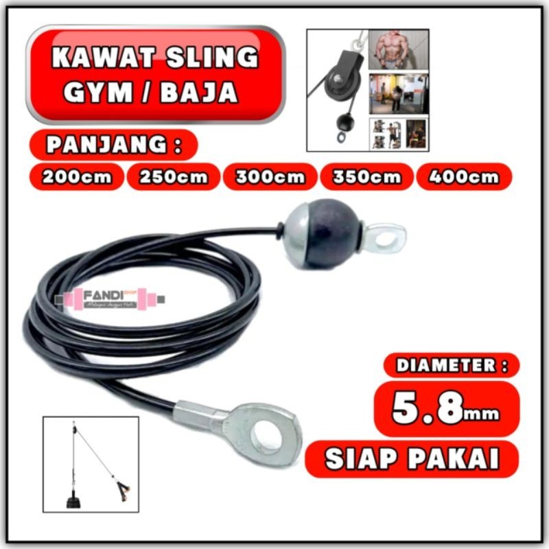 Jual Kawat Sling Gym Instant Tali Sling Gym Alat Fitness 2m 2.5m 3m 3 ...