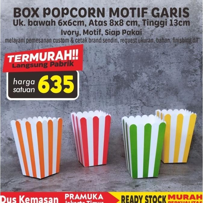 Jual best produk] Box Popcorn GARIS MERAH uk 8x8x13 cm Foodgrade ...