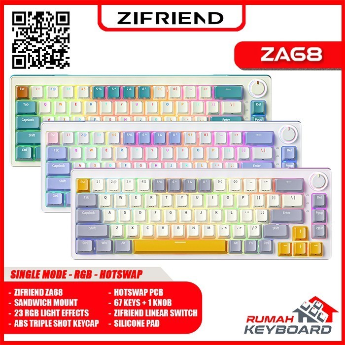 Jual Mechanical Keyboard - Zifriend Za68 - 65% - Wired - Rgb - Hotswap ...