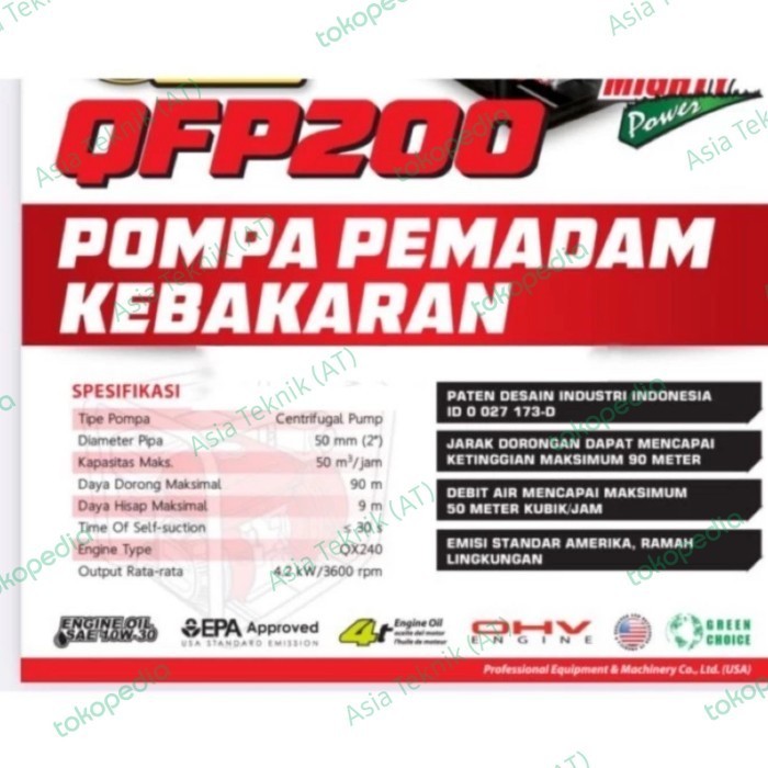 Jual Pompa Pemadam Kebakaran Proquip 2 Inch Double Impeller Qfp200 ...