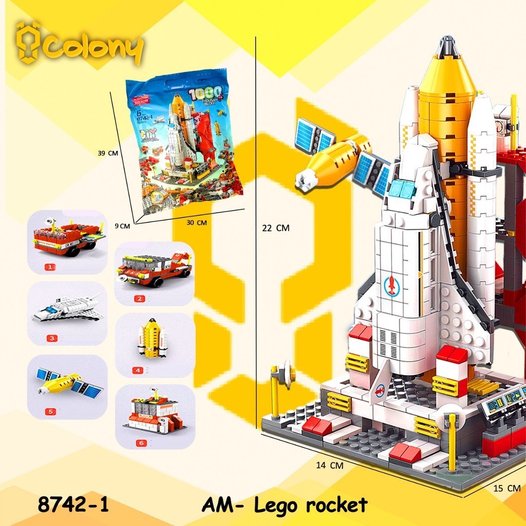 Jual AM-Lego Rocket Roket Blok Block Balok Bricks Tumpuk Set Mainan ...